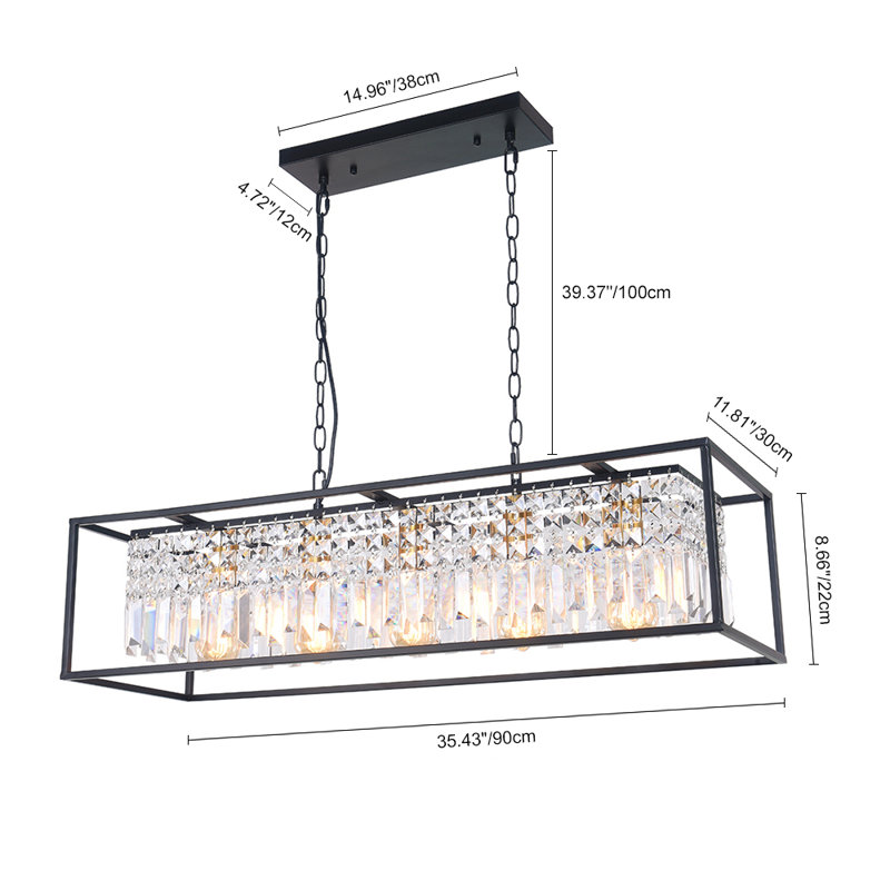 Rosdorf Park Fircrest 5-Light Island Rectangle Crystal Chandelier & Reviews | Wayfair.co.uk